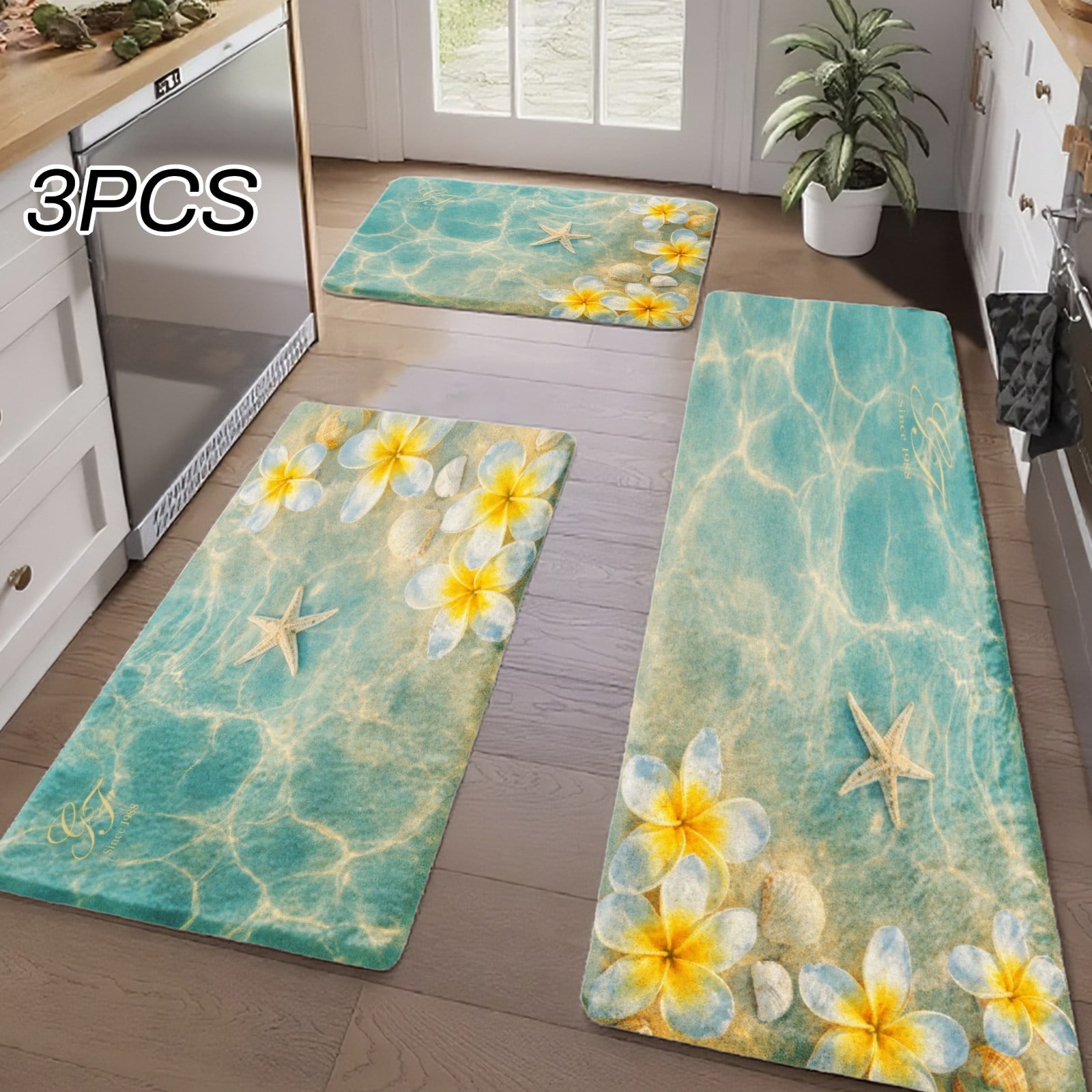 3PCS Kitchen Rugs, Welcome Door Mat set, Home Decoration for Front Door ...