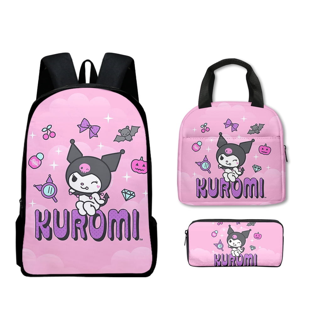 3PCS Kuromi backpack with Lunch Bag Pencil Case Cartoon Backpack Laptop ...
