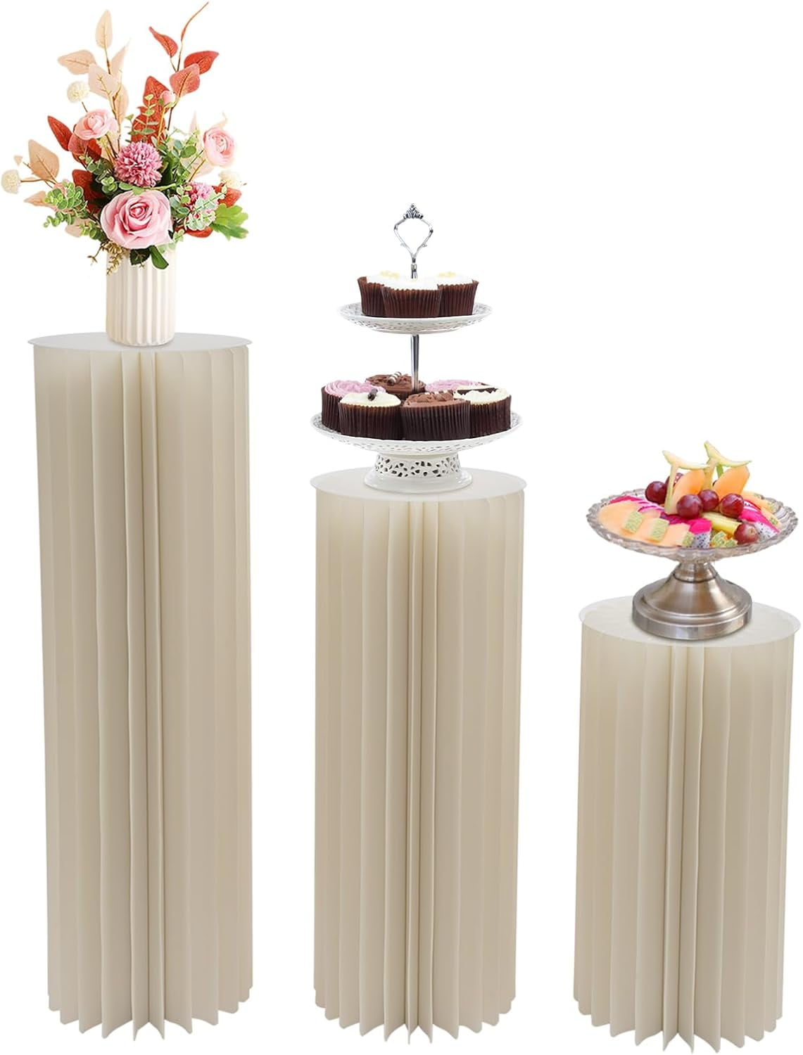 3PCS Large Cylinder Stands,Foldable Paper Columns Pillars Display ...