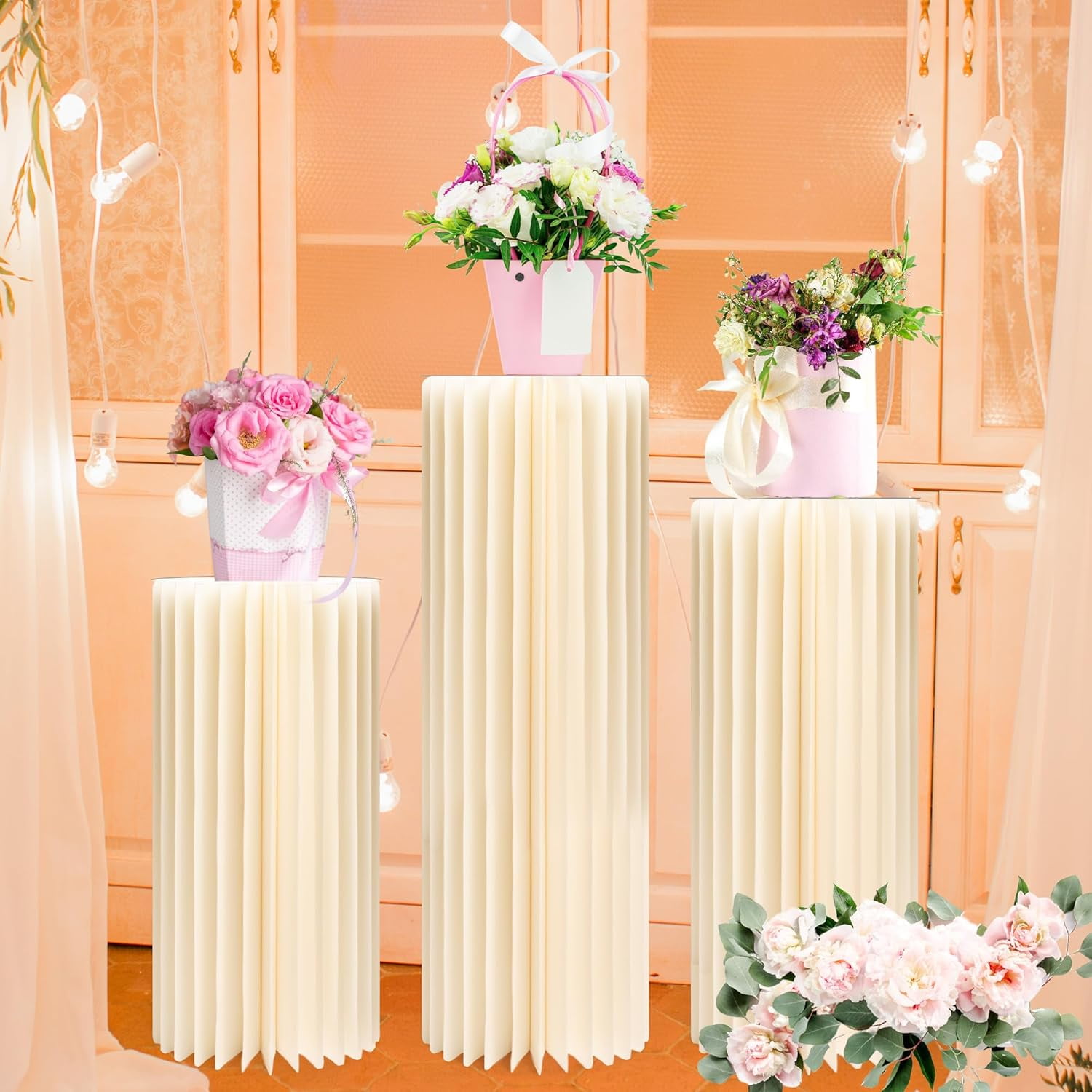 3PCS Large Cylinder Stands for Party, Cardboard Cylinder Tables Cake ...
