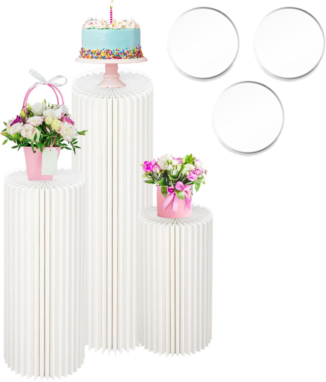 3PCS Large Cylinder Stands for Party, Pack of 3 Cardboard Cylinder ...