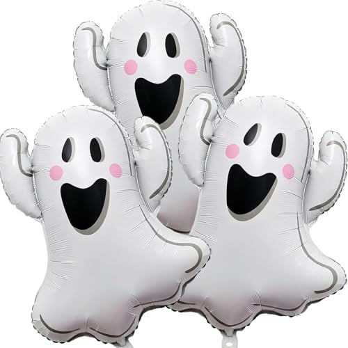 3PCS Large Halloween White Ghost Balloons Large Ghost Foil Balloons for ...