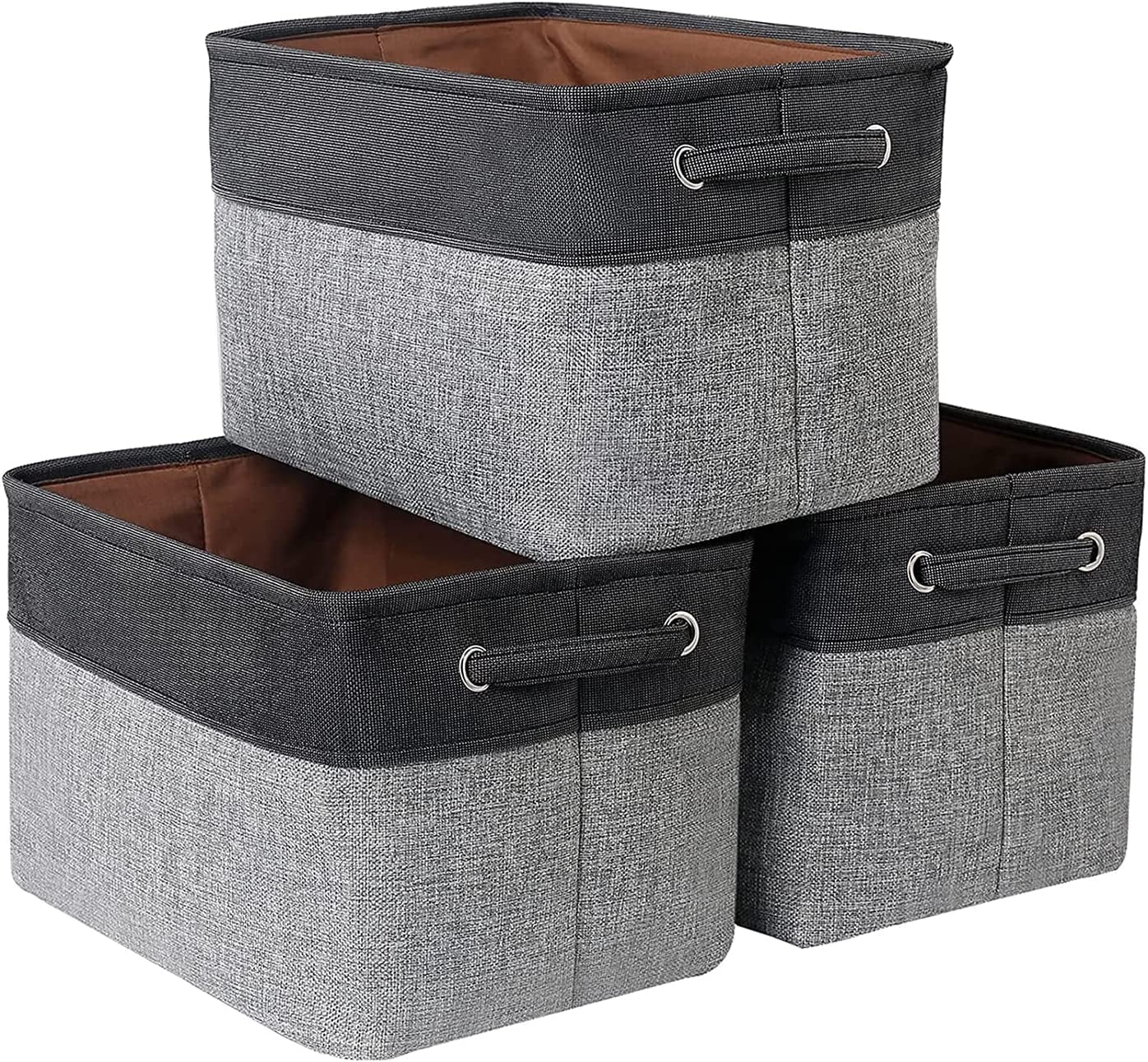 3PCS Large Storage Baskets for Shelves, Laundry Open Storage Bin Set ...