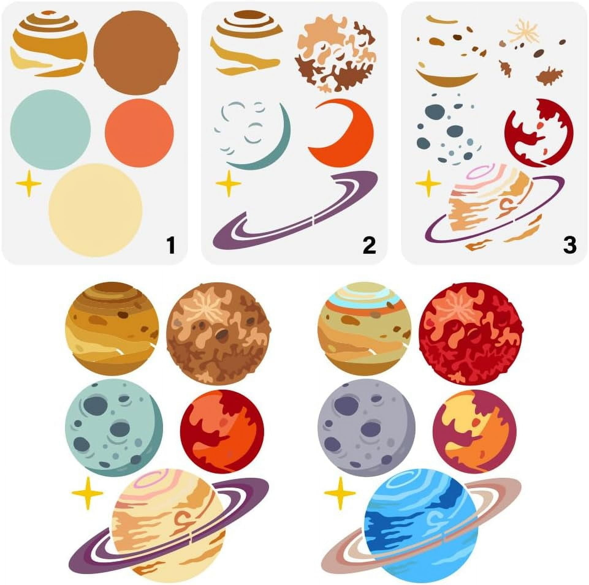 3PCS Layered Planet Painting Stencils 8.3x11.7inch Plastic PET Planet ...