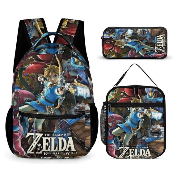 3PCS Le-Gend 0f Zel-,Da0 Backpac Set Durable Backpac with Lunch Bag ...