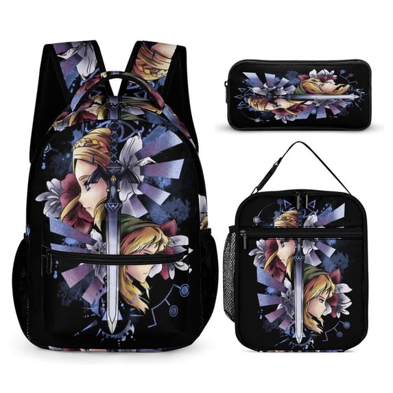 3PCS Le-Gend 0f Zel-,Da0 Backpac Set Durable Backpac with Lunch Bag ...