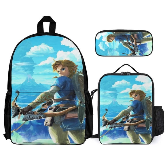 3PCS Le-Gend 0f Zel-,Da0 Backpack Set With Front Pocket Large Capacity ...