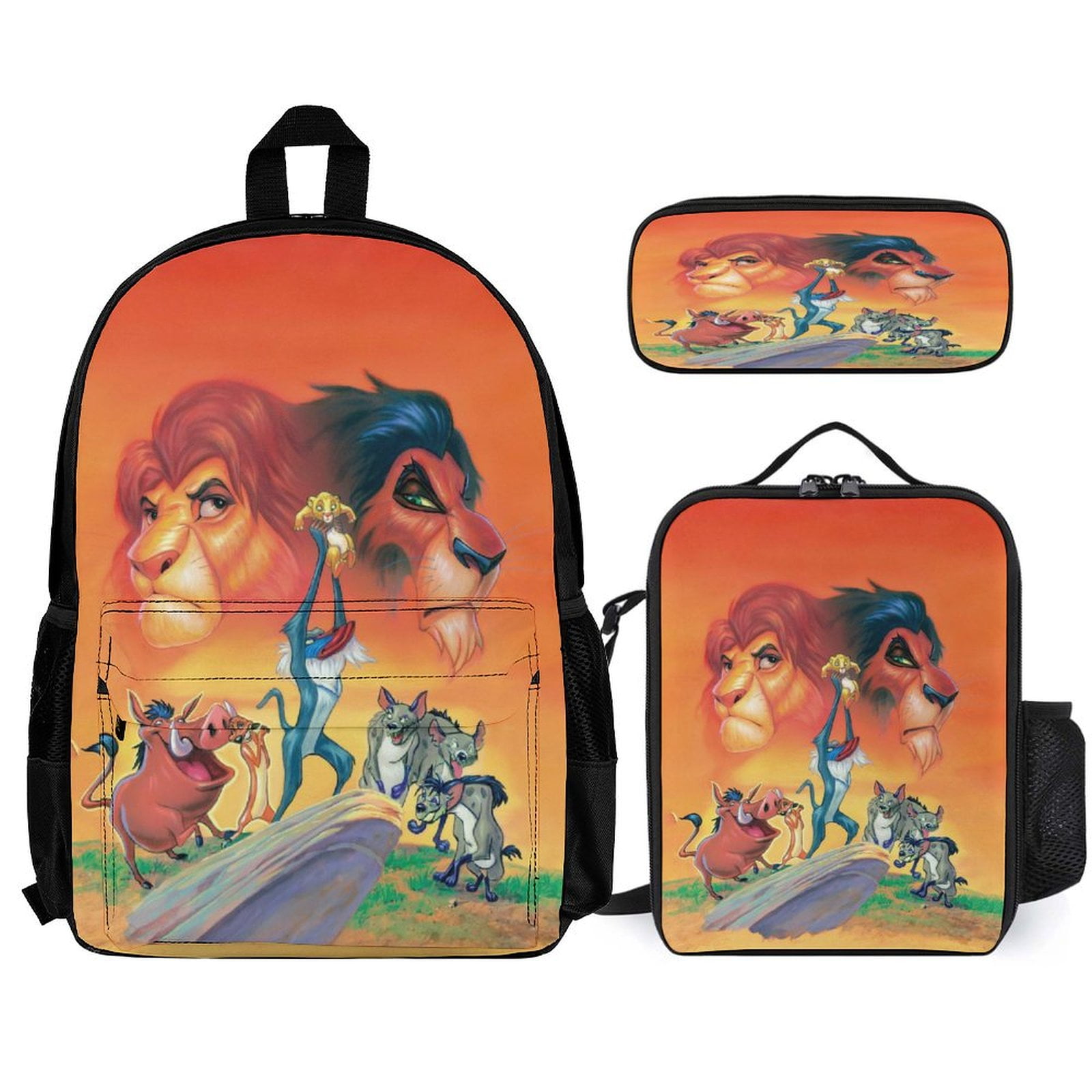 3PCS Lion Kin Backpacks Set Backpack with Lunch Box Pencil Case ...