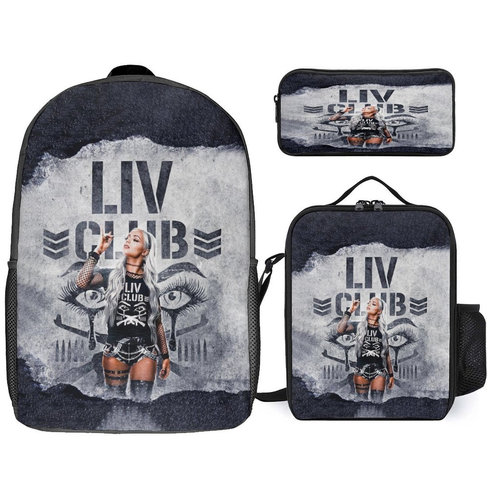 3PCS Liv Wres-Tler Mor-,ga Backpack Set Large Capacity Bookpacks With ...