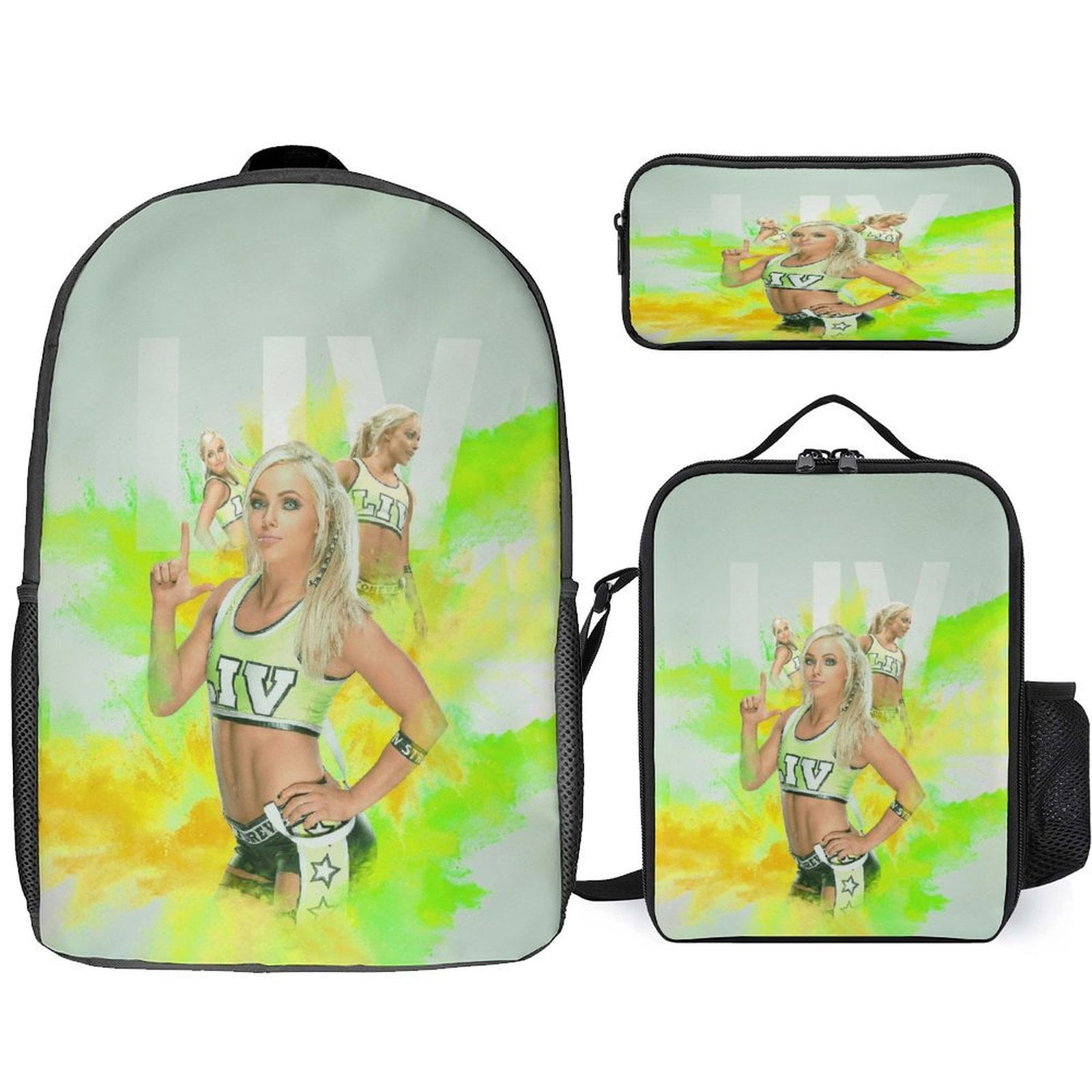 3PCS Liv Wres-Tler Mor-,ga Backpack Set Large Capacity Bookpacks With ...