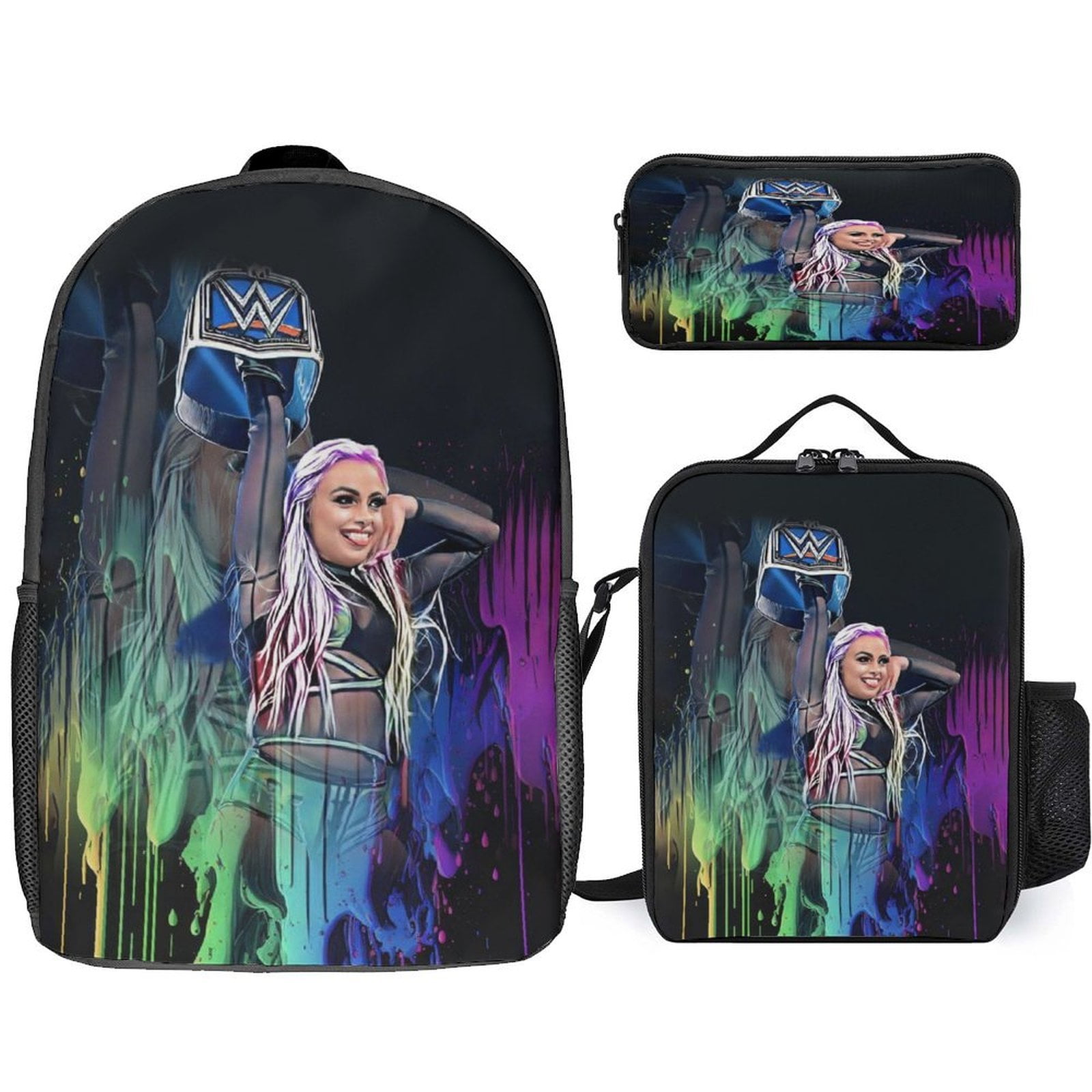 3PCS Liv Wres-Tler Mor-,ga Backpack Set Large Capacity Bookpacks With ...