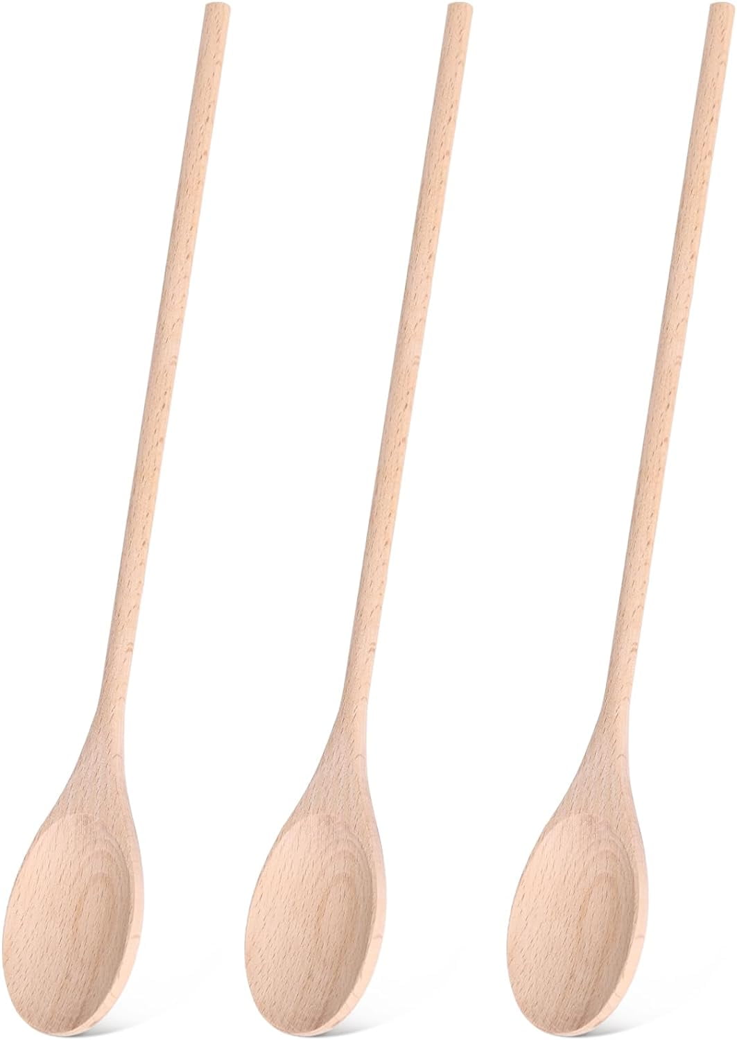 3PCS Long Handle Cooking Spoons, 14 Inch Long Wooden Spoons Wooden ...
