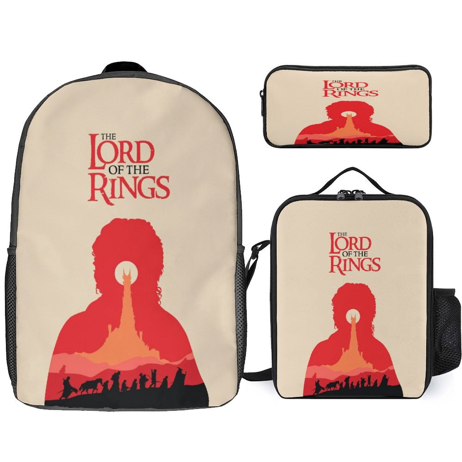 3PCS Lord of Ring Backpack Set Large Capacity Bookpacks With Lunch Box ...