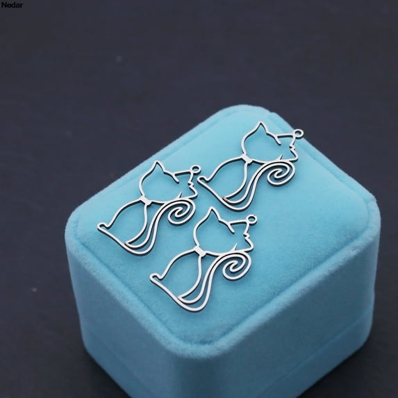 3PCS/Lot Cartoon Cat Animal Charms Cute Kitten Pendant Stainless Steel ...