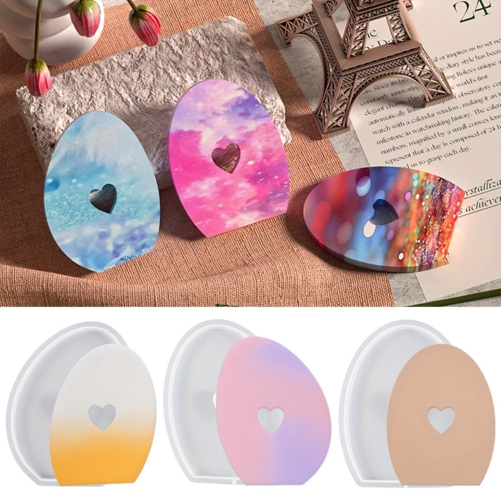 3PCS Love Oval Resin Coaster Molds - Easy DIY Crafts for Epoxy Casting ...