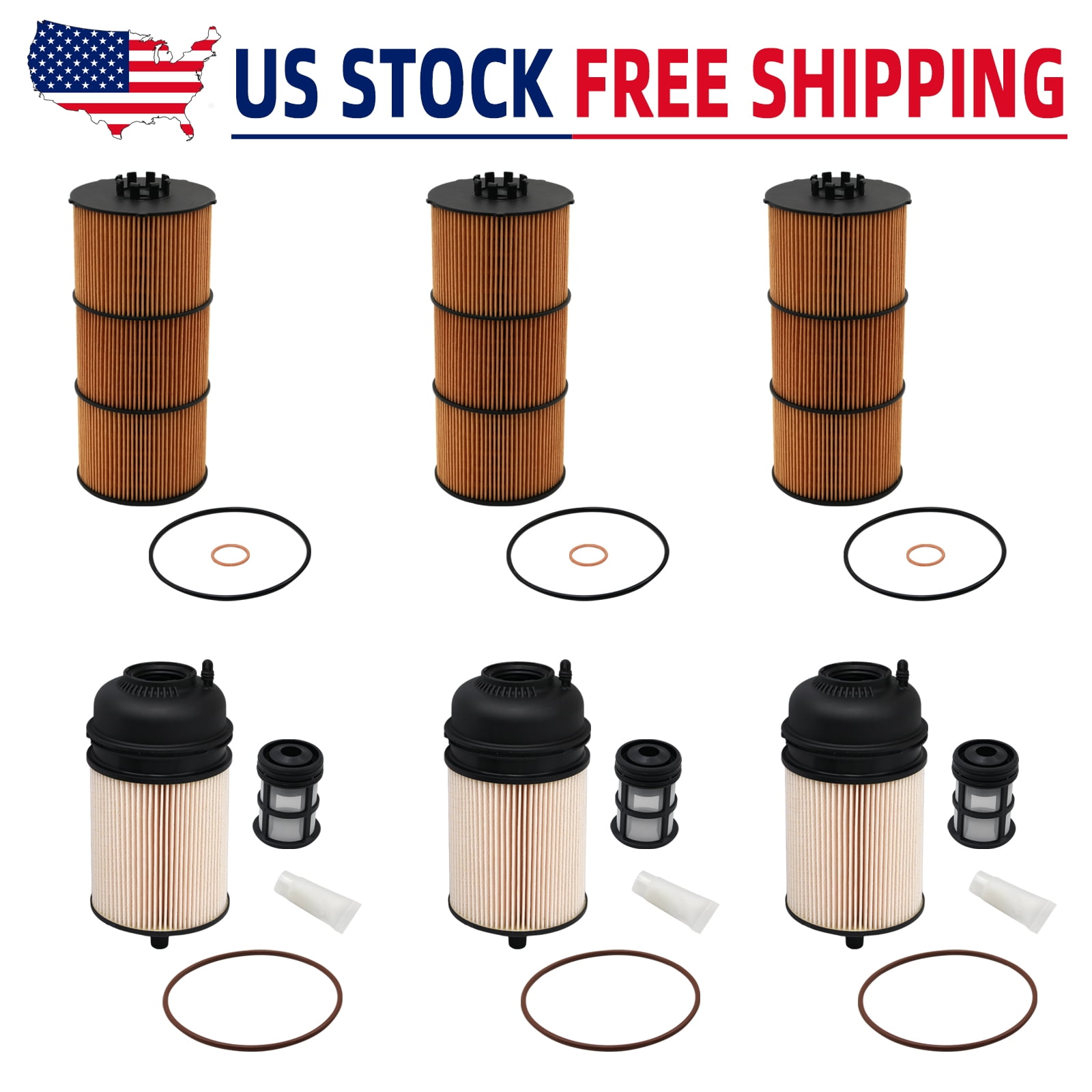 3PCS MK1001 Fuel & Oil Filter Maintenance Kits, LF17511 Oil Filter ...