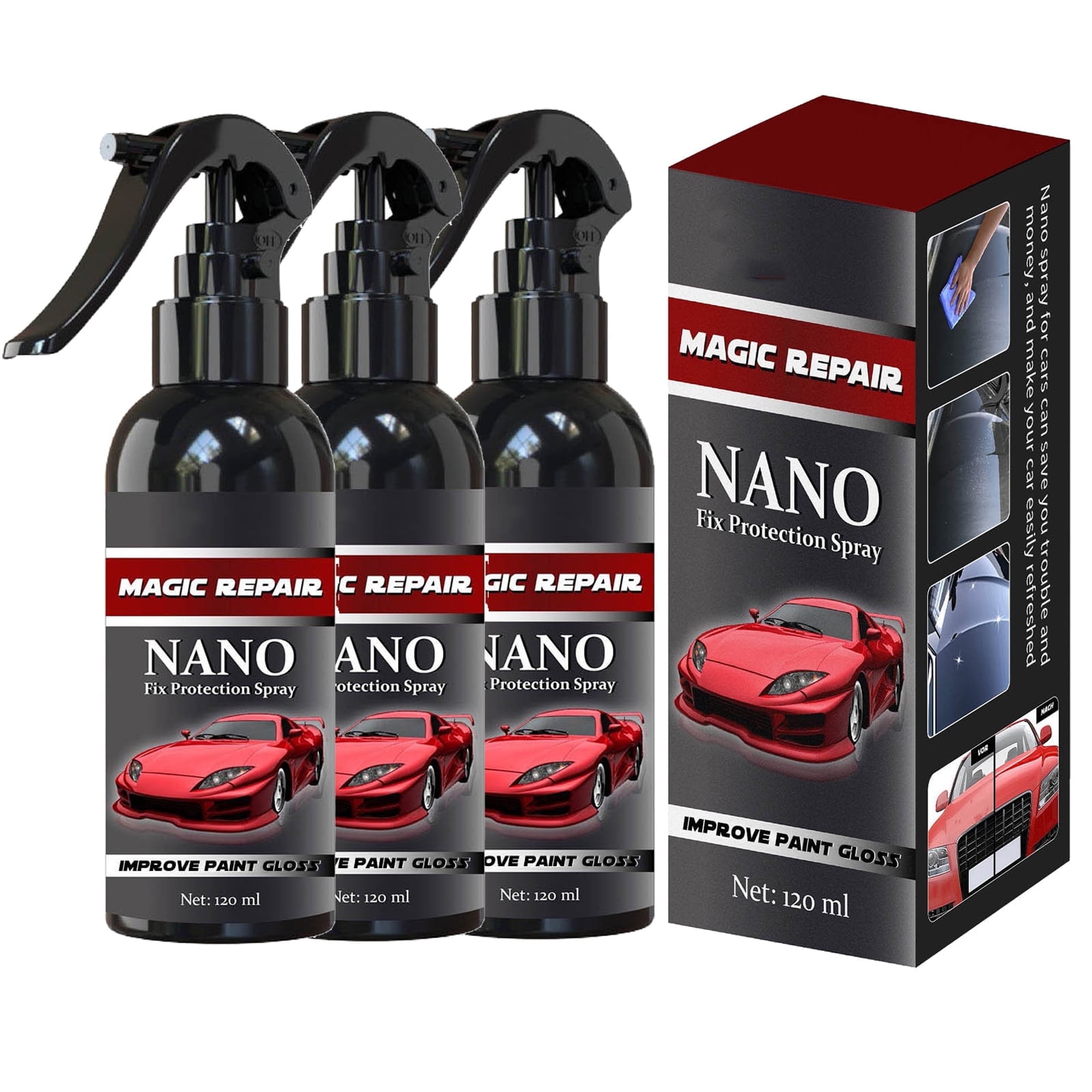3PCS Magic Gem Nano Spray , Quick Effect Coating Agent, Car Wax Polish ...