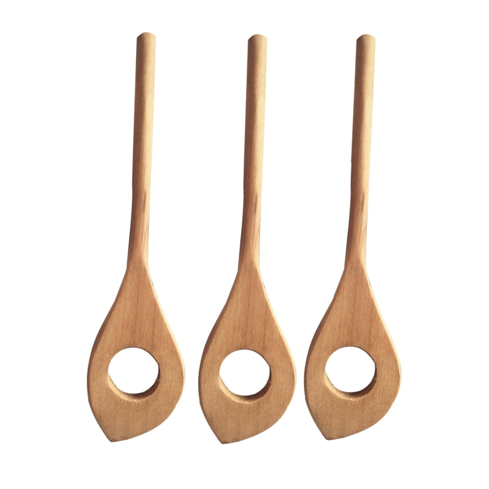 3PCS Maple Wood Small Mixing Hole Spoon Wooden Mixing Egg Stirring Rod ...