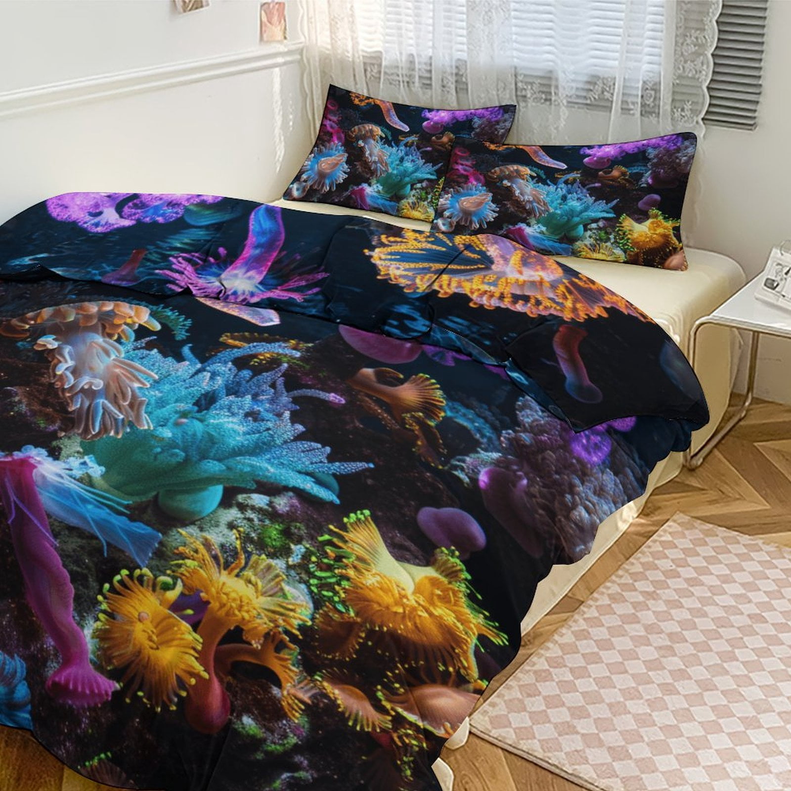 3PCS Marine Jellyfish Duvet Cover Set Twin, 1 Duvet Cover And 2 ...
