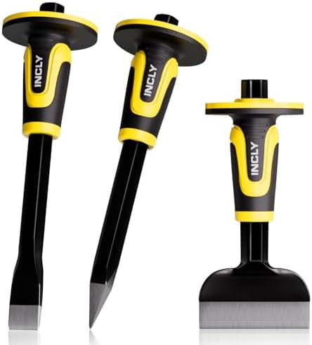 3PCS Masonry Chisel Set with Hand Guard, Stone and Rock Chisel, Heavy ...