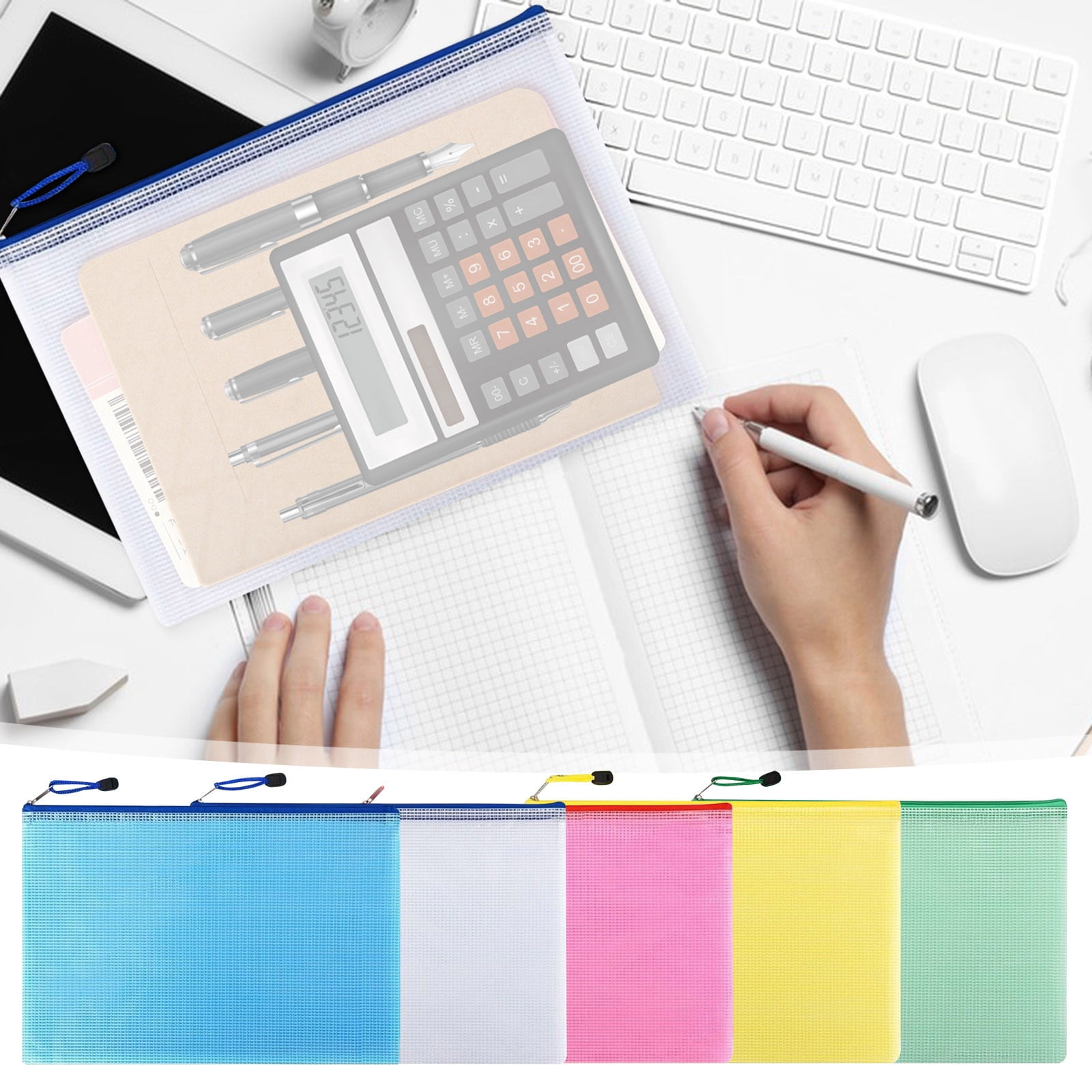 3PCS Mesh Document Bag,A4 Zipper File Bags,Transparent Mesh Pencil Case ...