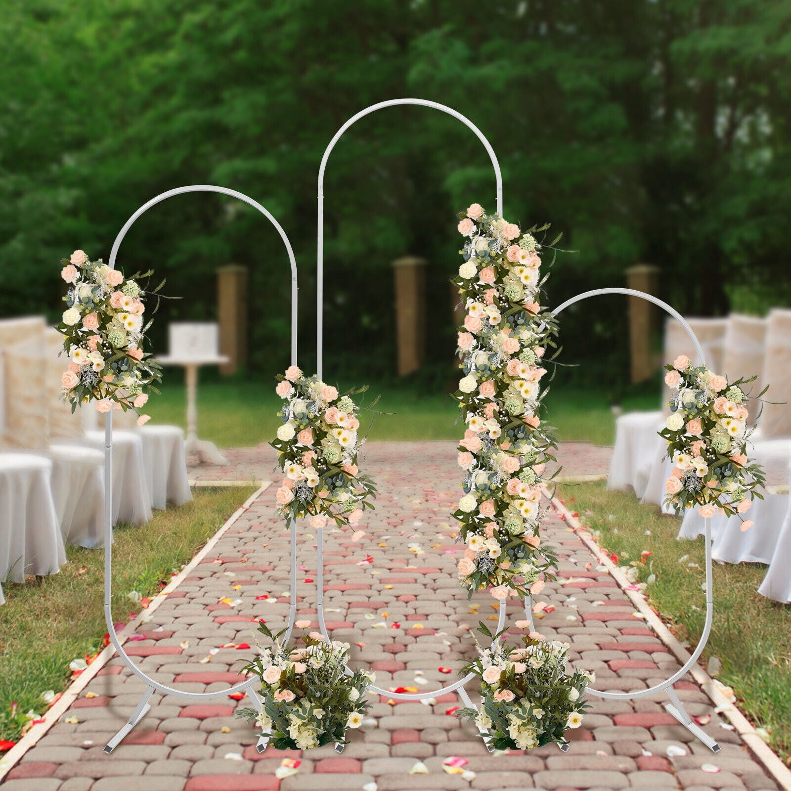 3PCS Metal Arch Backdrop Stands Wedding Balloon Arched Frame Stands ...