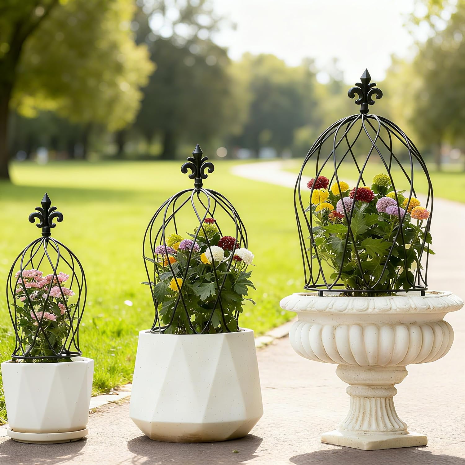 3PCS Metal Obelisk Trellis Set for Climbing Plants - Decorative Garden ...