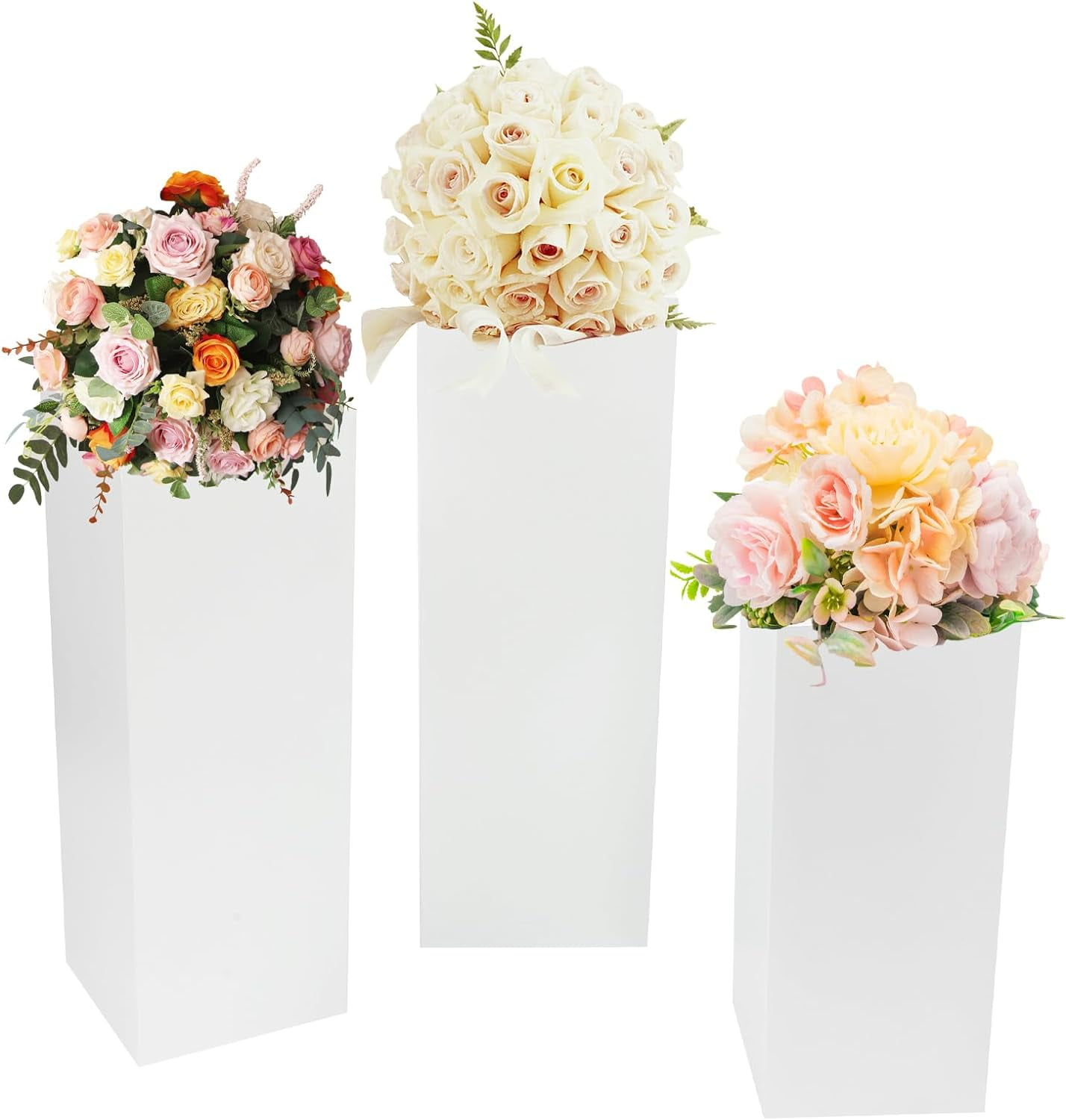 3PCS Metal Pedestal Stands, Square Pedestal Stands for Parties, Flower ...