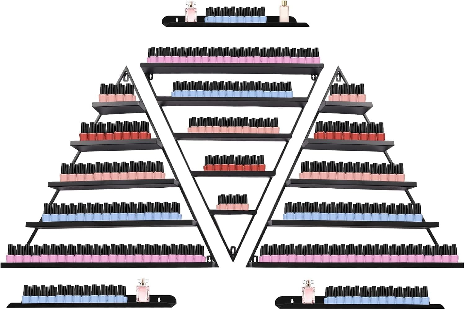 3PCS Metal Wall-Mounted Nail Polish Storage Racks 5 Tiers Triangular ...