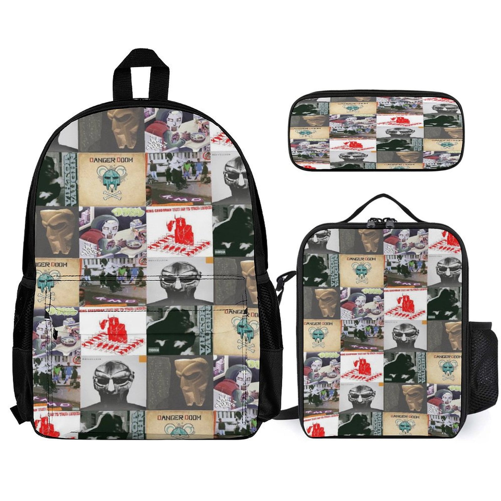 3PCS Mf Doom Backpack Set With Front Pocket Large Capacity Bookpacks ...