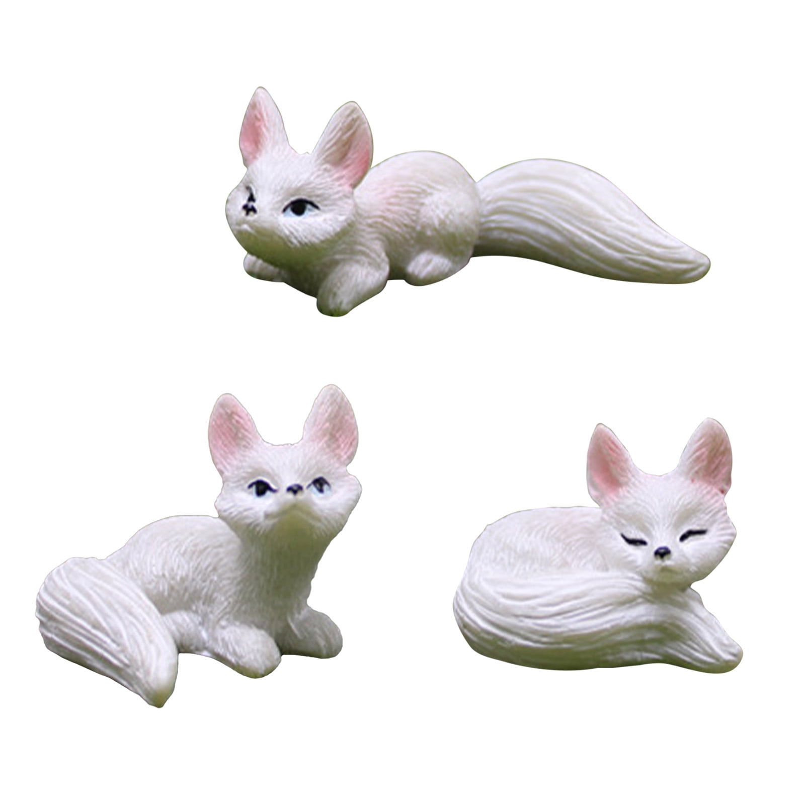 3PCS Mini Fox Figurines Miniature Resin Foxes Statue Tiny Animal Fox ...