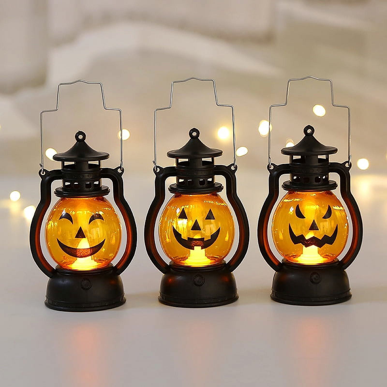 3PCS Mini Halloween Pumpkin Candle Lantern LED Lights Pumpkin for ...