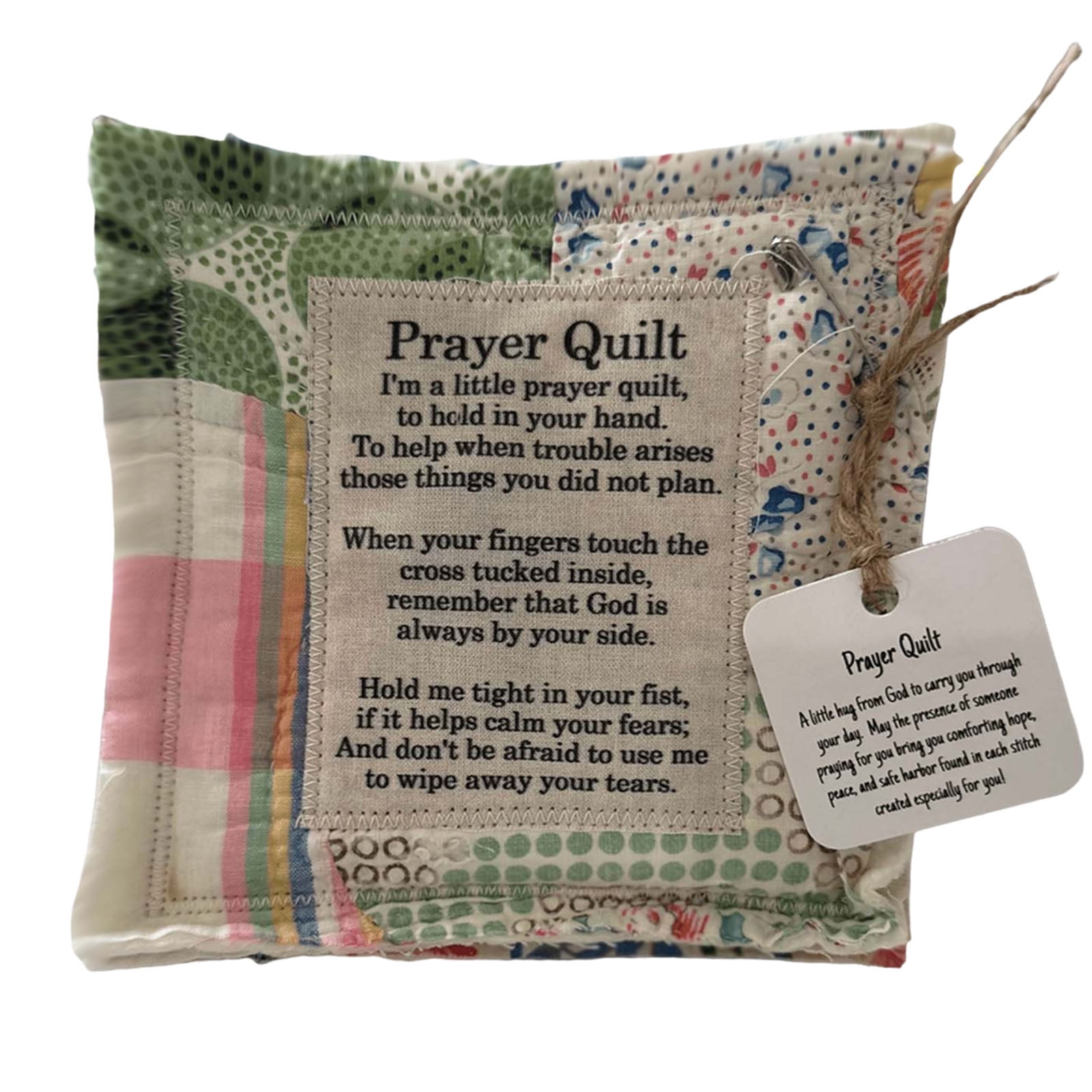 3PCS Mini Prayer Quilt with Cross Inside, Vintage Pocket Scripture ...