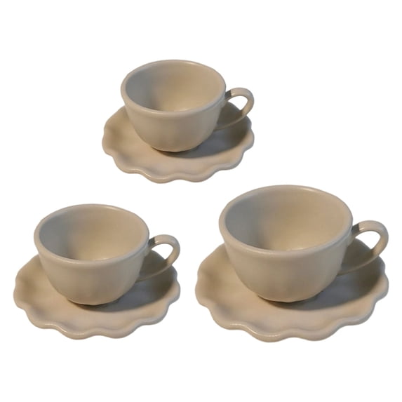 3PCS Miniature Coffee Cup and Saucer Set With Flower Trim Design For ...