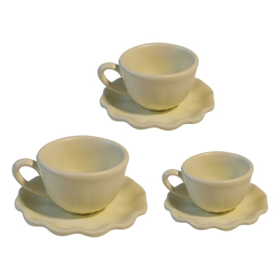 3PCS Miniature Coffee Cup and Saucer Set With Flower Trim Design For ...