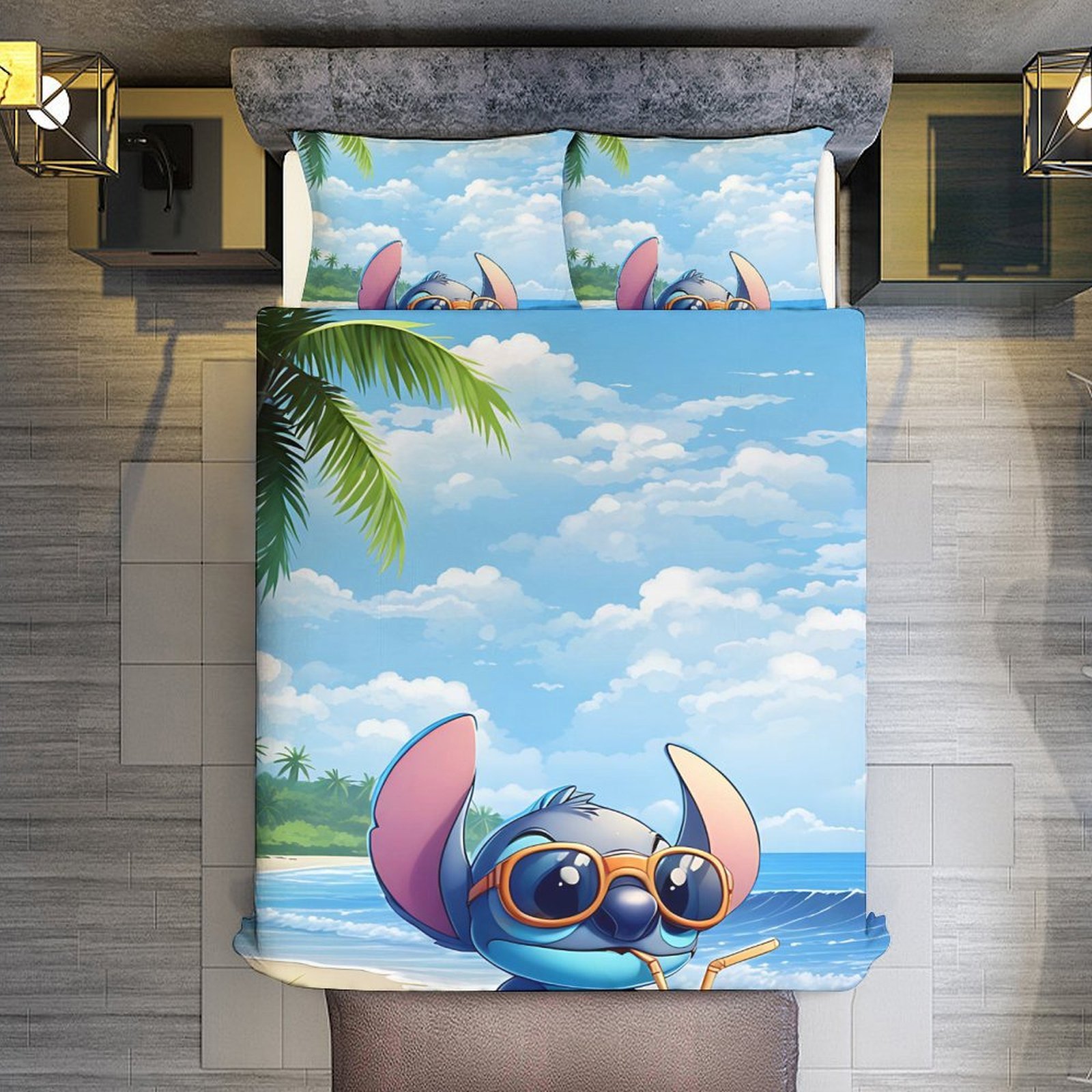 3PCS Modern 3D Stitch Cartoon Duvet Cover Set Twin, 1 Duvet Cover And 2 ...