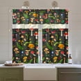 3PCS Mushroom Kitchen Curtain & Valance Set Funny Small Window Drapes ...