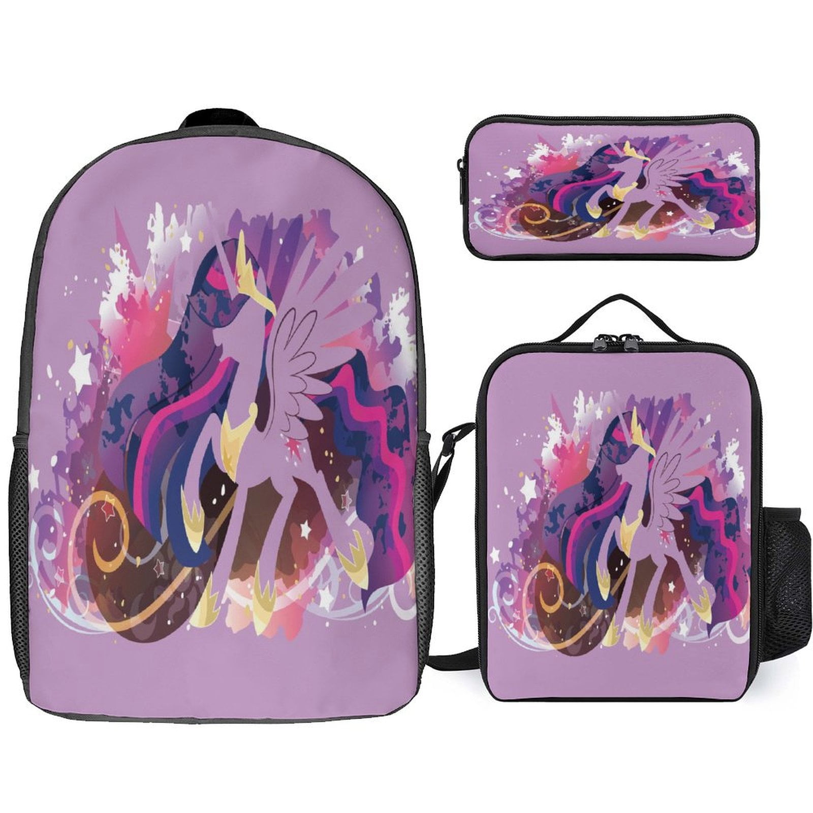 3PCS My Lit-tle Pony Backpack Set Backpack with Lunch Bag Pen Bag ...