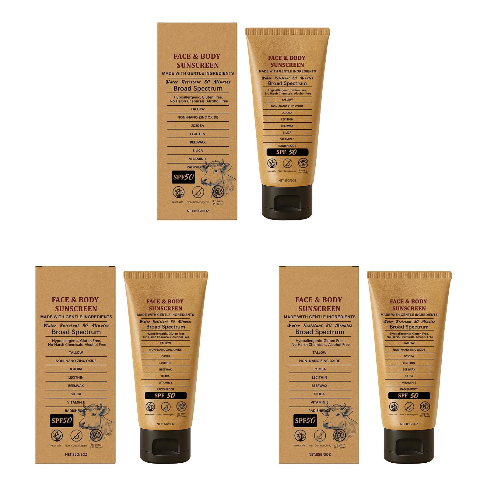 3PCS Natural Mineral Sunscreen SPF 30 3 oz: Natural Tallow & Zinc Oxide ...