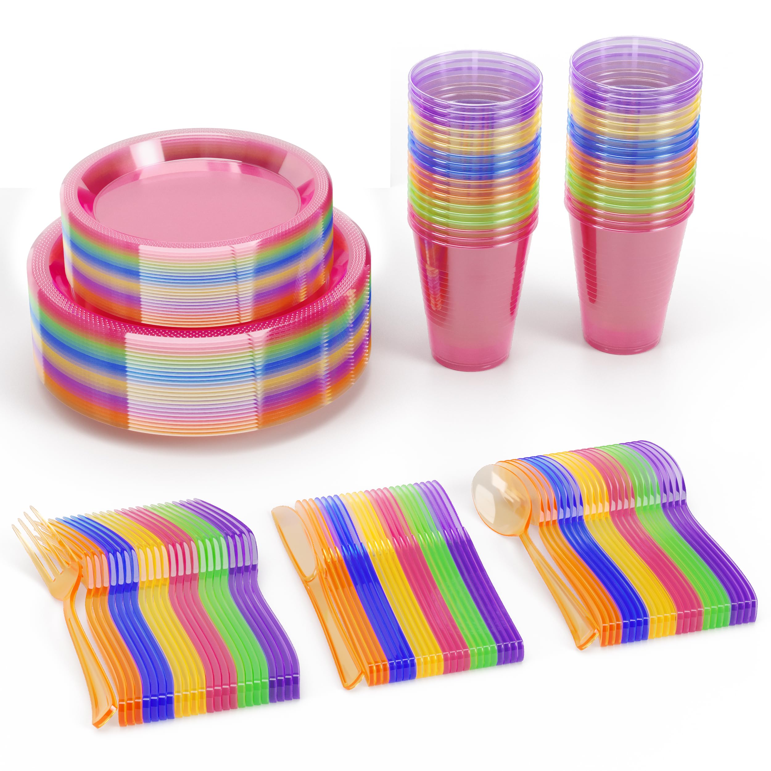 3PCS Neon Party RRF12 Combo Pack INCLUDES: 9" Neon Plates | 7" Plastic ...