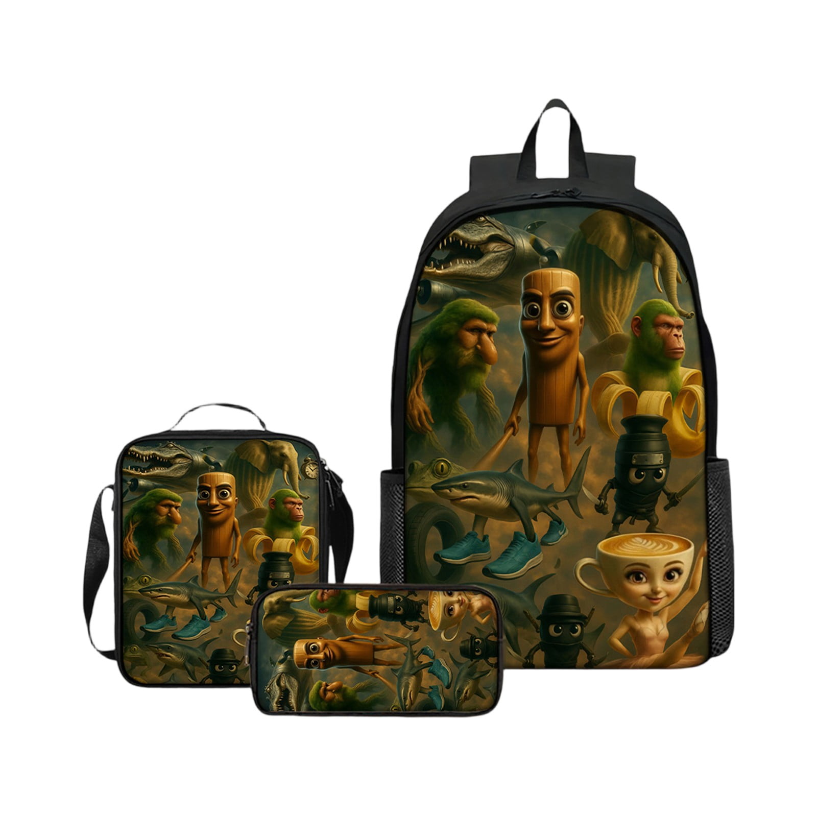 3PCS New Tung Tung Tung Sahur Backpack Set – 16.53" Funny Italian ...