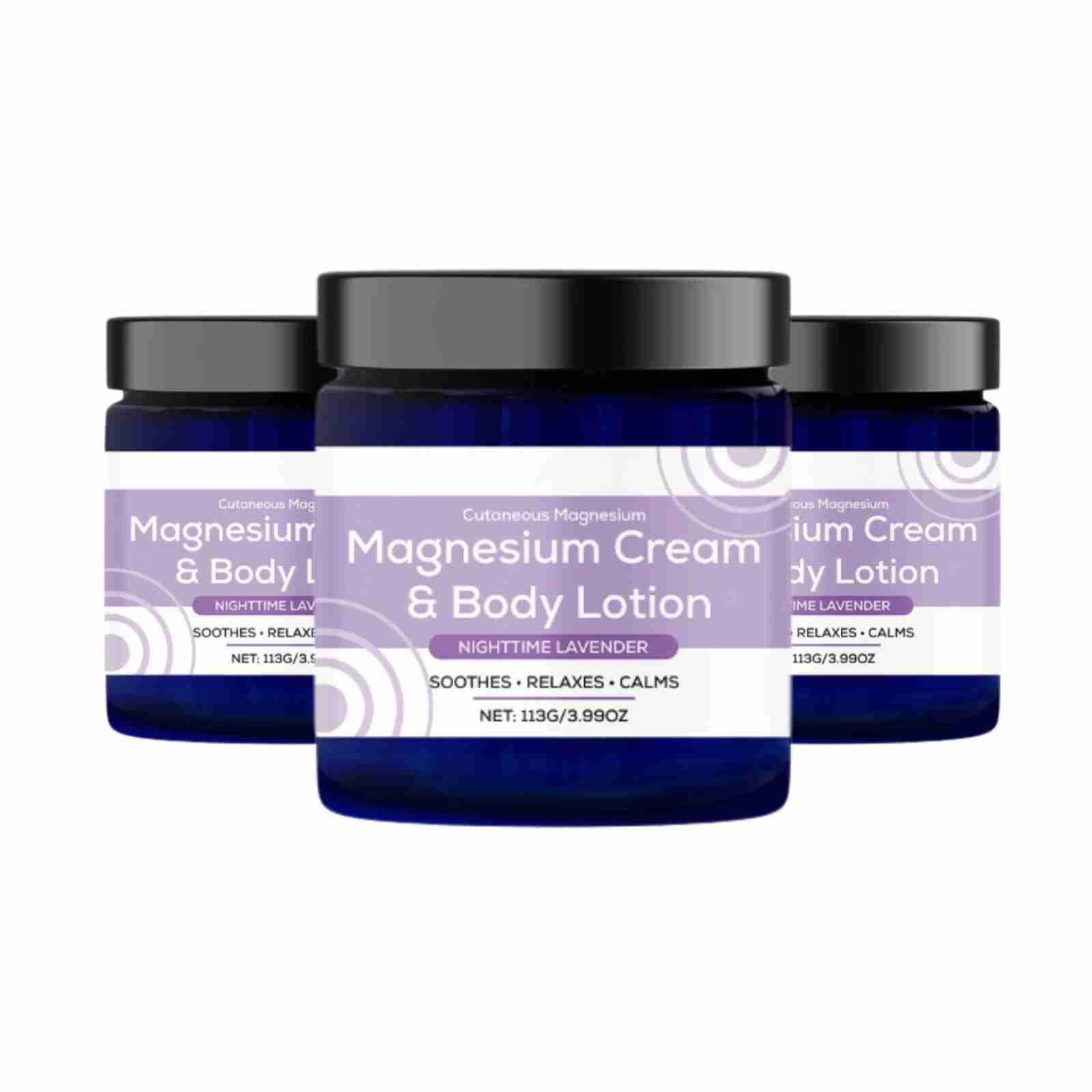 3PCS Nighttime Lavender Magnesium Cream & Non-Greasy Body Lotion. Extra ...