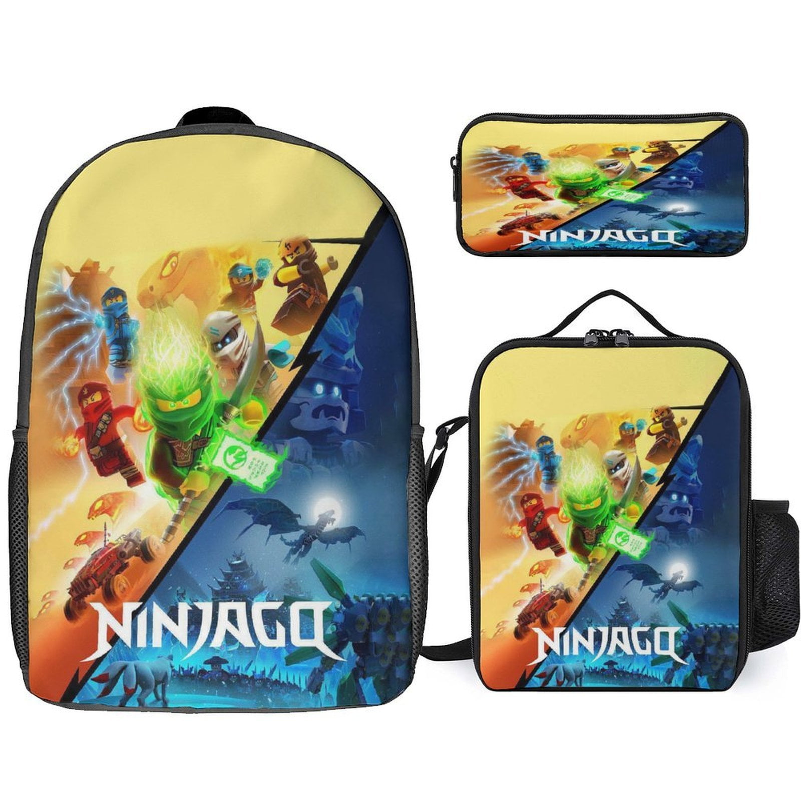 3PCS Ninj-,AG0 Backpack Set Large Capacity Bookpacks With Lunch Box ...