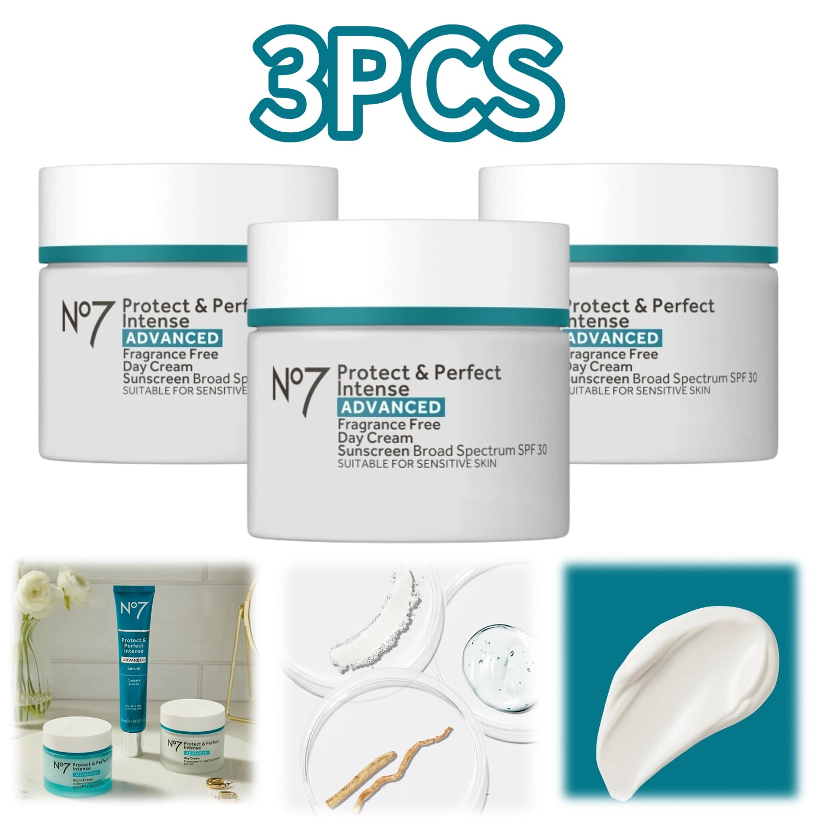 3PCS No7 Protect & Perfect Intense Advanced Day Cream with Peptides ...