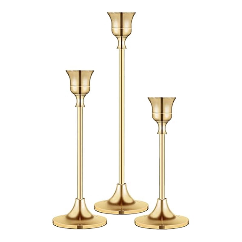 3PCS Nordic Gold Plated Metal Taper Candle Holders, Elegant Home Decor ...