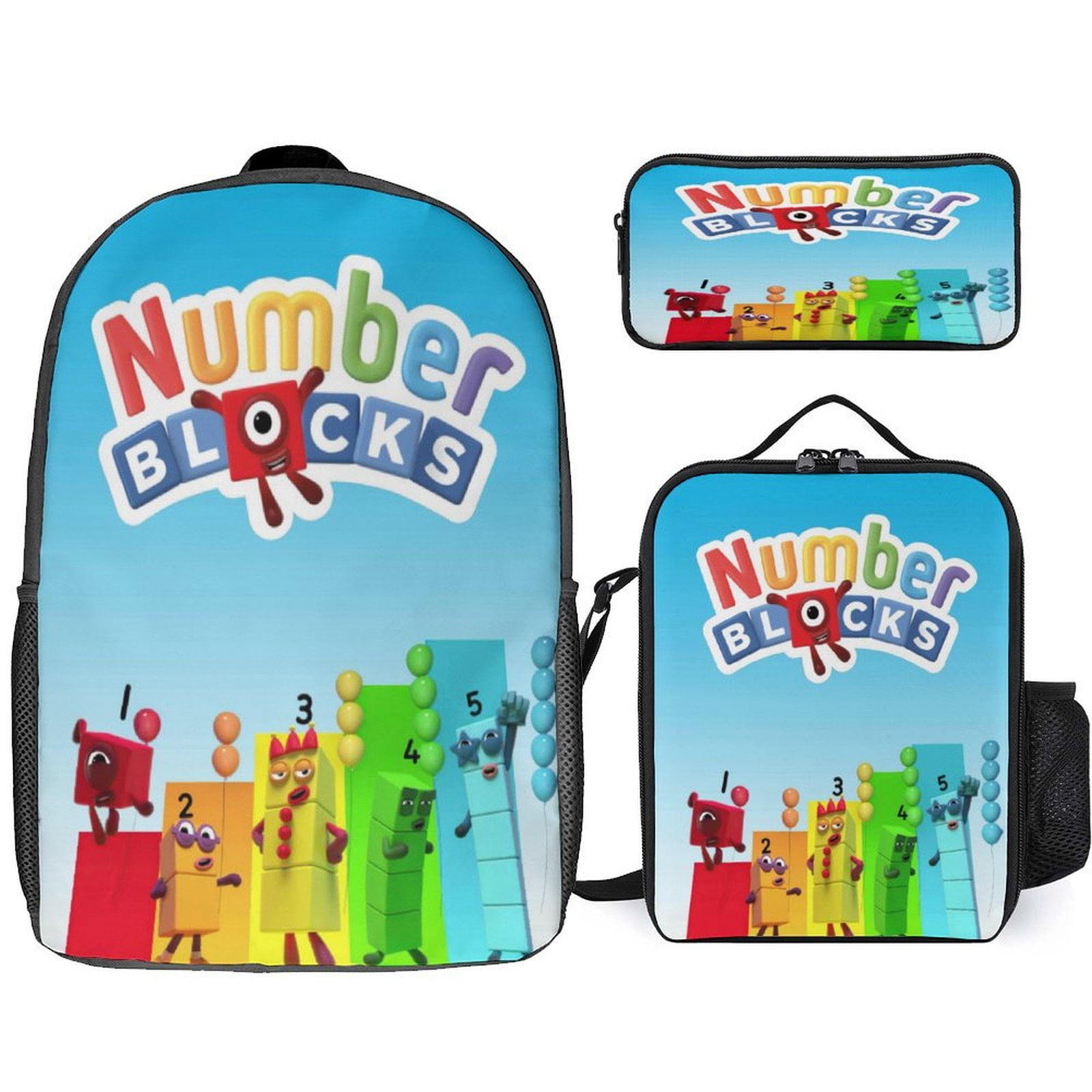 3PCS Number Block Backpack Set Cartoon Backpacks with Pencil Case and ...