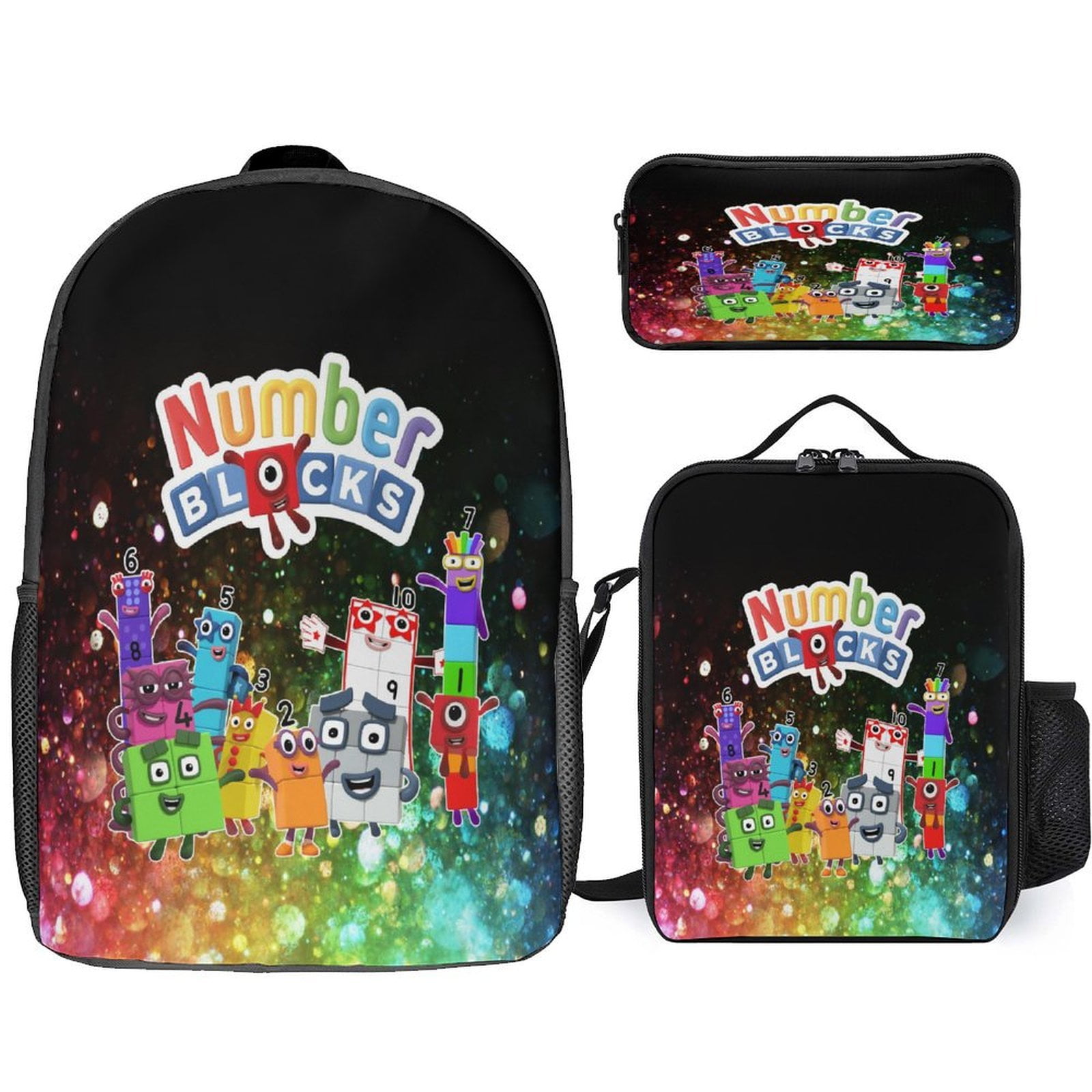 3PCS Number Cartoon Show Block Backpack Set Large Capacity Bookpacks ...