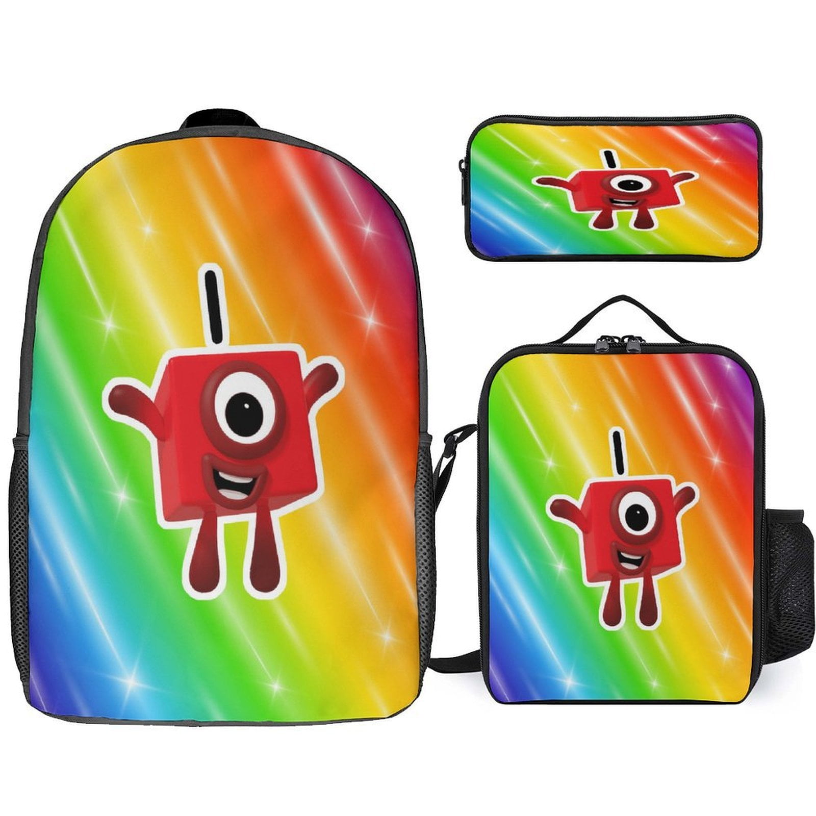 3PCS Number Cartoon Show Block Backpack Set Large Capacity Bookpacks ...