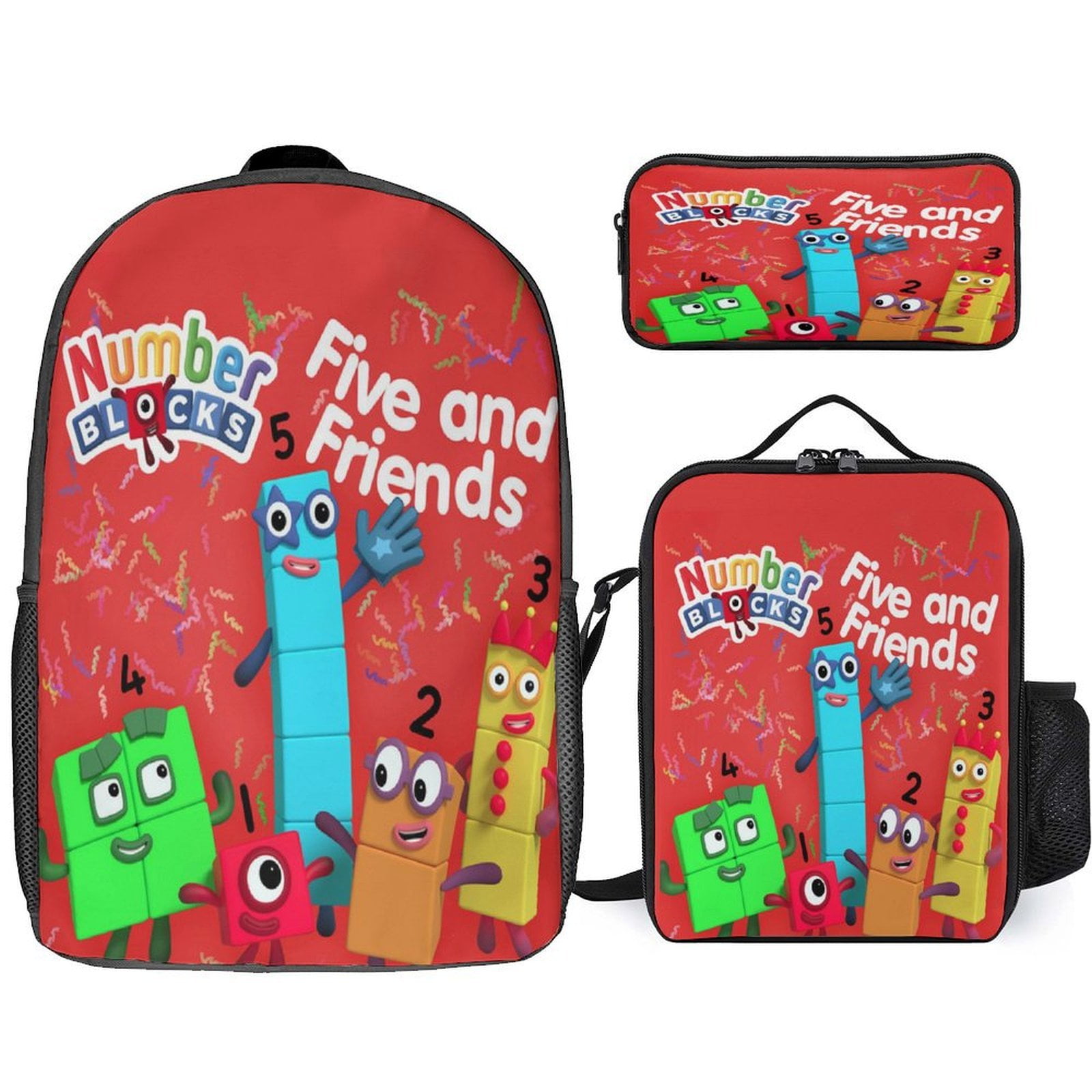 3PCS Number Cartoon Show Block Backpack Set Large Capacity Bookpacks ...