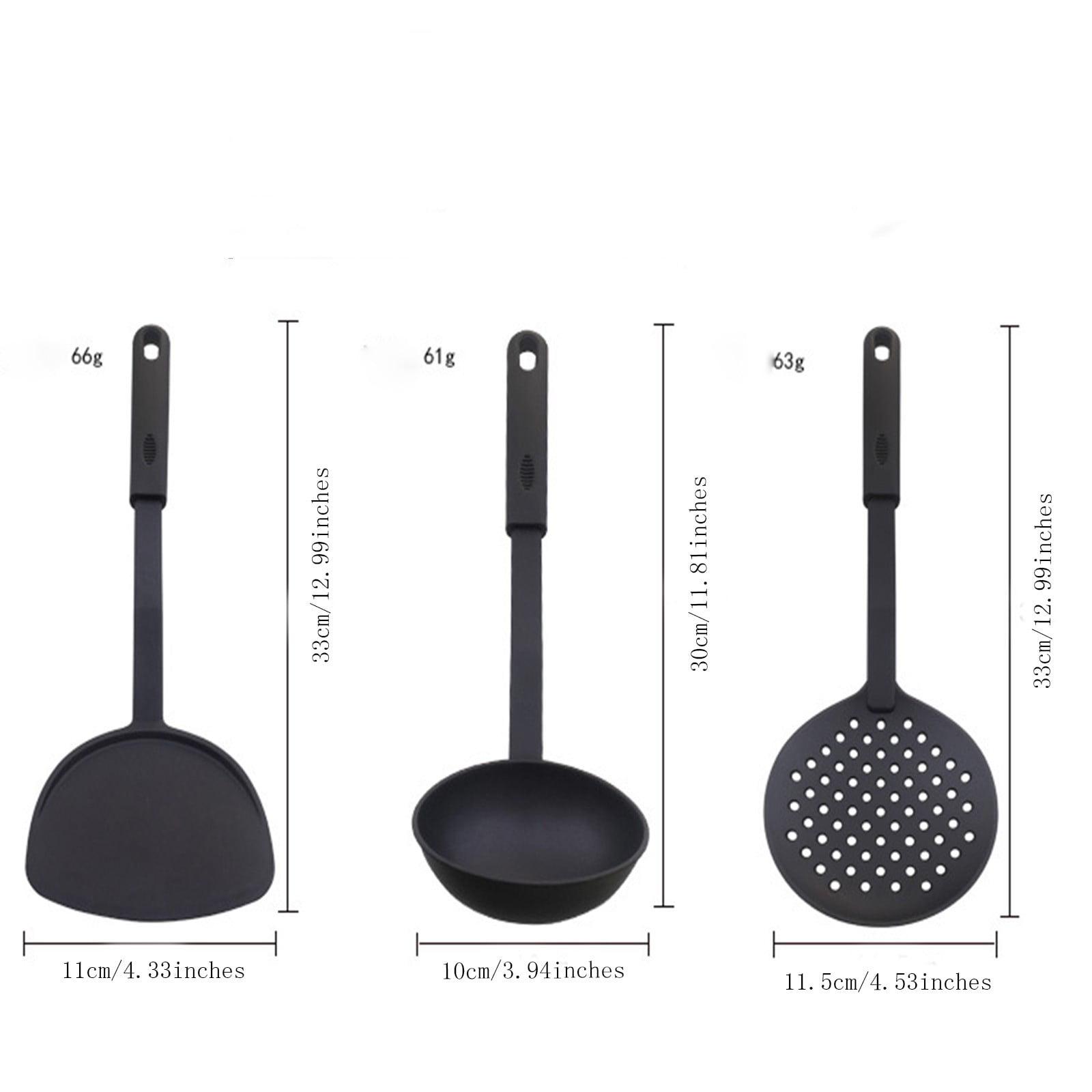 3PCS Nylon Spatulas Spoon Strainer For Nonstick Cookware Heat Resist ...